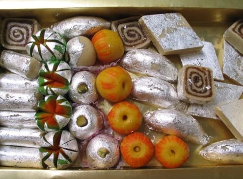 Luxury sweets with gold leaf